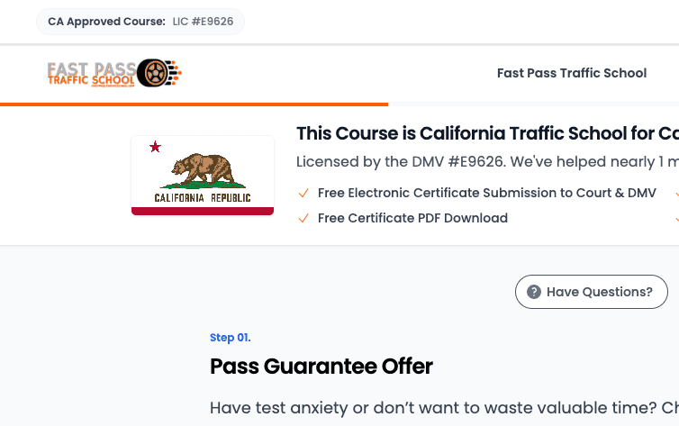Signup Official (Official DMV Site) Fast Pass Traffic School